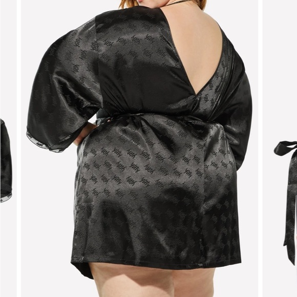 YITTY | Intimates & Sleepwear | Yitty Lizzo Black Mini Satin Robe New ...
